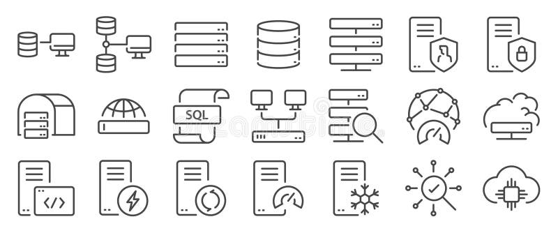 Conjunto De Iconos De Base De Datos. . Trazo Vectorial Editable ...