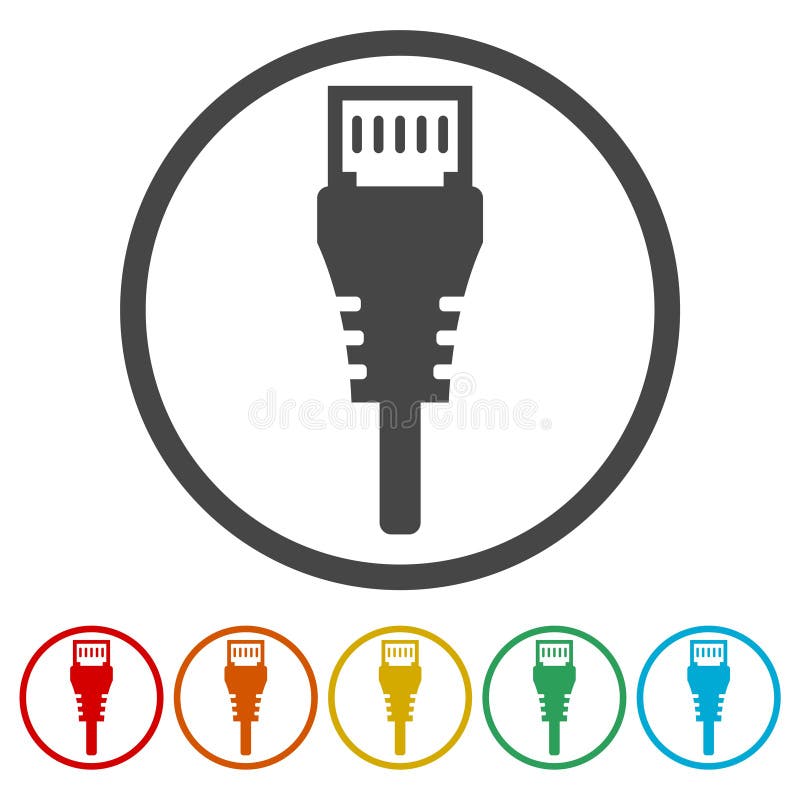 Conjunto De Iconos De Cable De Red De Equipo - Ilustración Ilustración del Vector - Ilustración ...