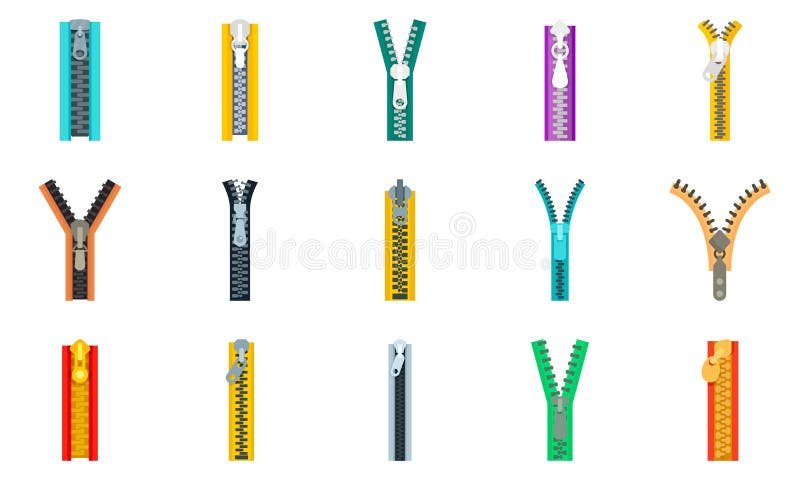 Conjunto De Iconos De Cierre, Estilo Plano Ilustración del Vector ...