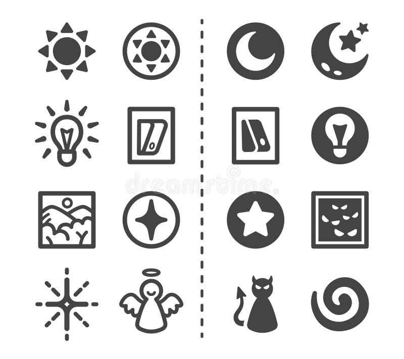 Conjunto De Iconos Claro Y Oscuro Ilustración del Vector - Ilustración ...