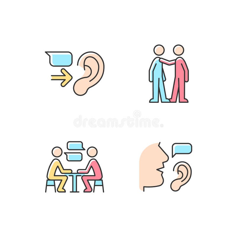 Conjunto De Iconos De Color Rgb De Comunicación Verbal Y No Verbal ... Conjunto De Iconos De Color Rgb De Comunicación Verbal Y No Verbal ...
