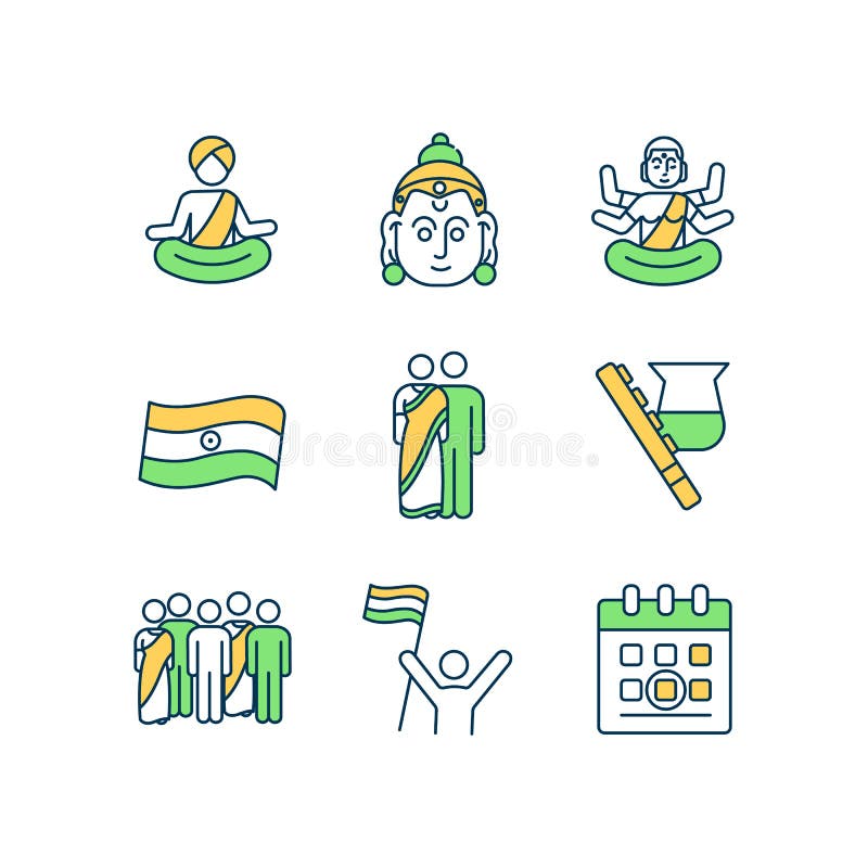 Conjunto De Iconos De Color Rgb Vacaciones Indias Ilustración del ... Conjunto De Iconos De Color Rgb Vacaciones Indias Ilustración del ...
