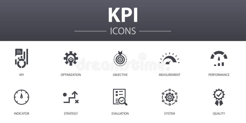 Conjunto De Iconos De Concepto Simple De KPI. Contiene Ilustración del ...
