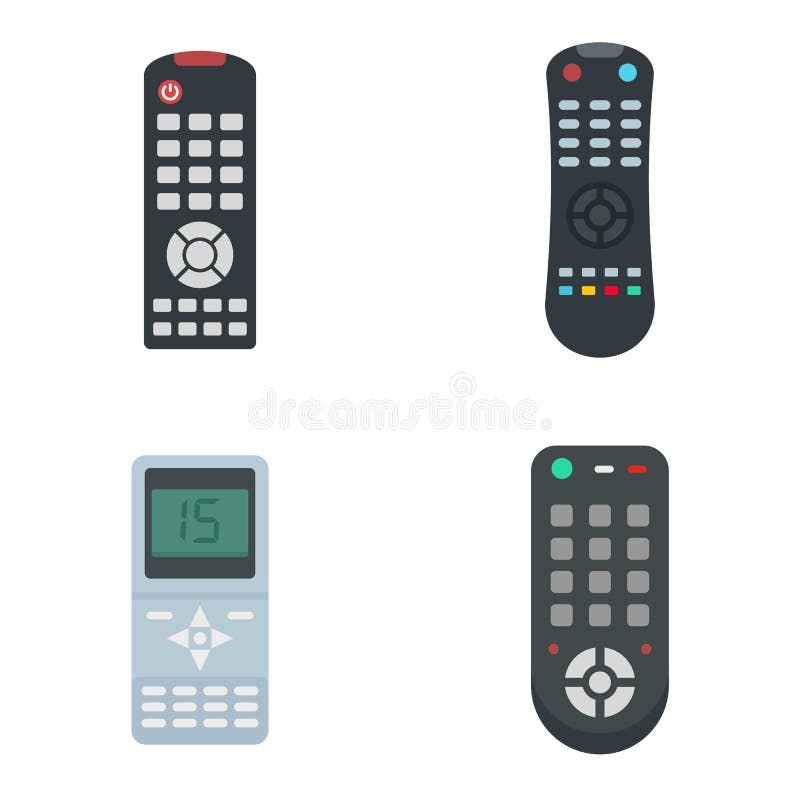 Conjunto De Iconos De Control Remoto, Estilo Plano Ilustración del ...