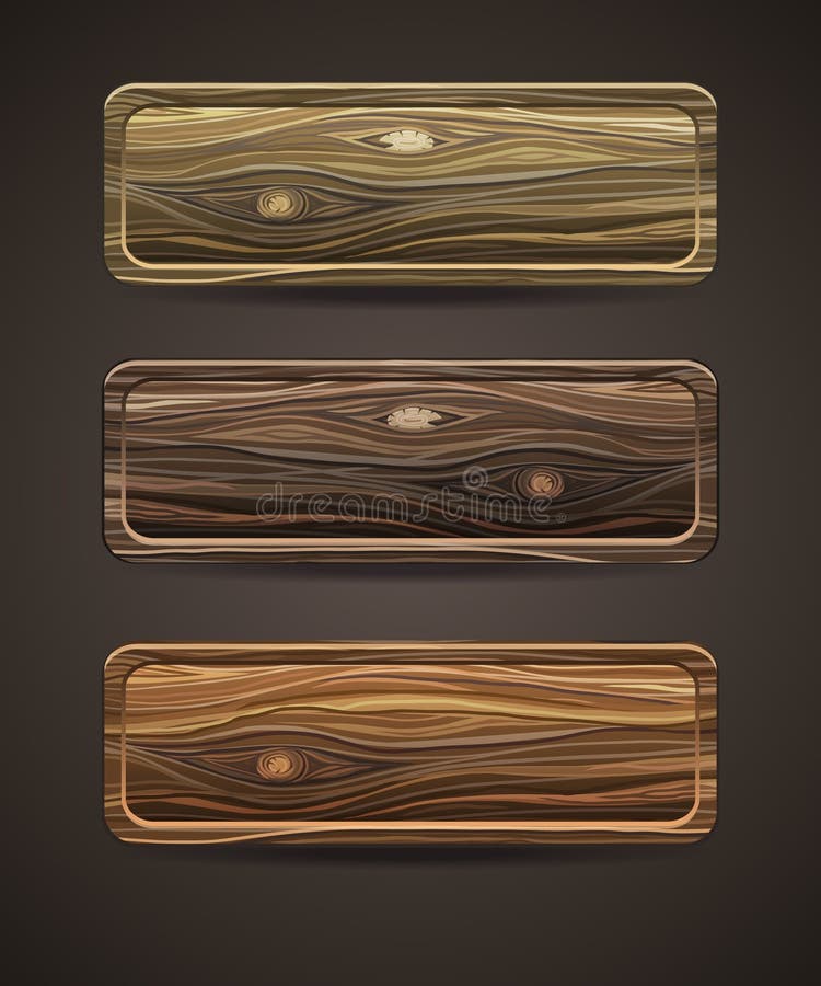 Conjunto De Iconos De Madera Botones De Madera De La Plantilla Ilustración del Vector ...