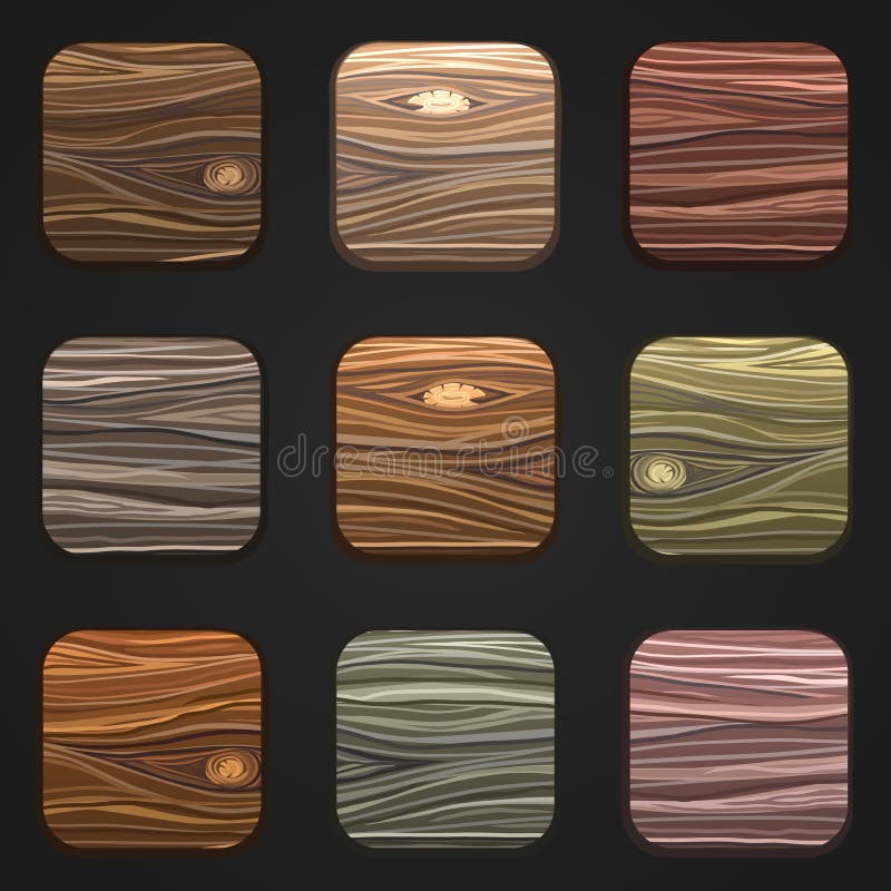 Conjunto De Iconos De Madera Botones De Madera De La Plantilla Ilustración del Vector ...