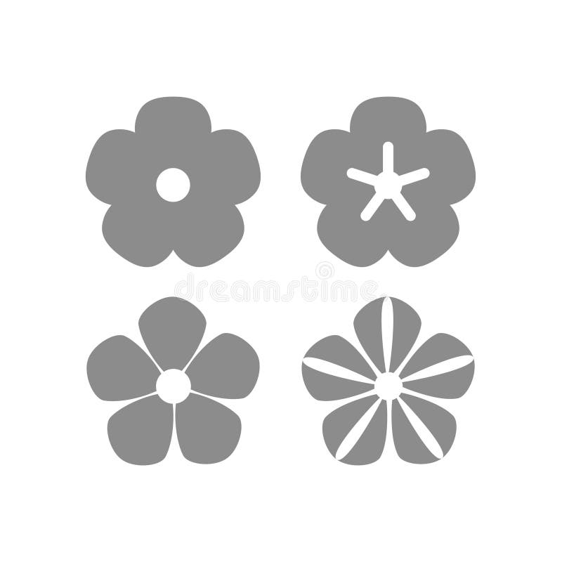 Conjunto De Iconos Del Vector De Flor Simple Ilustración del Vector ...