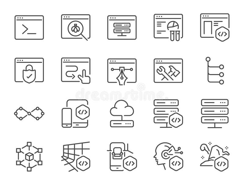 Conjunto De Iconos De Desarrollo De Software. . Ilustración del Vector - Ilustración de programa ...