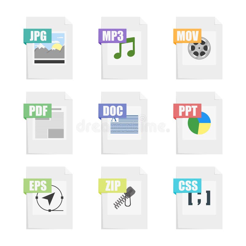 Conjunto De Iconos De Documentos Web En Color, Stock de ilustración ...