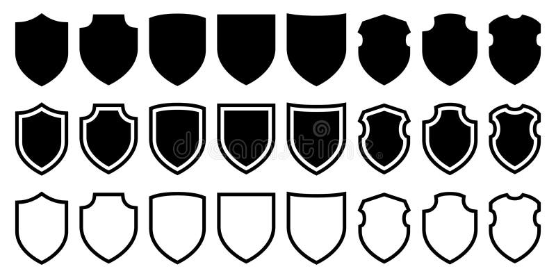 Conjunto De Iconos De Escudo. Diferentes Formas De Escudo Ilustración ...