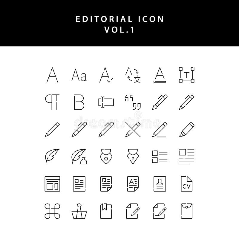 Conjunto De Iconos De Esquema Editorial Vol1 Ilustración del Vector ...