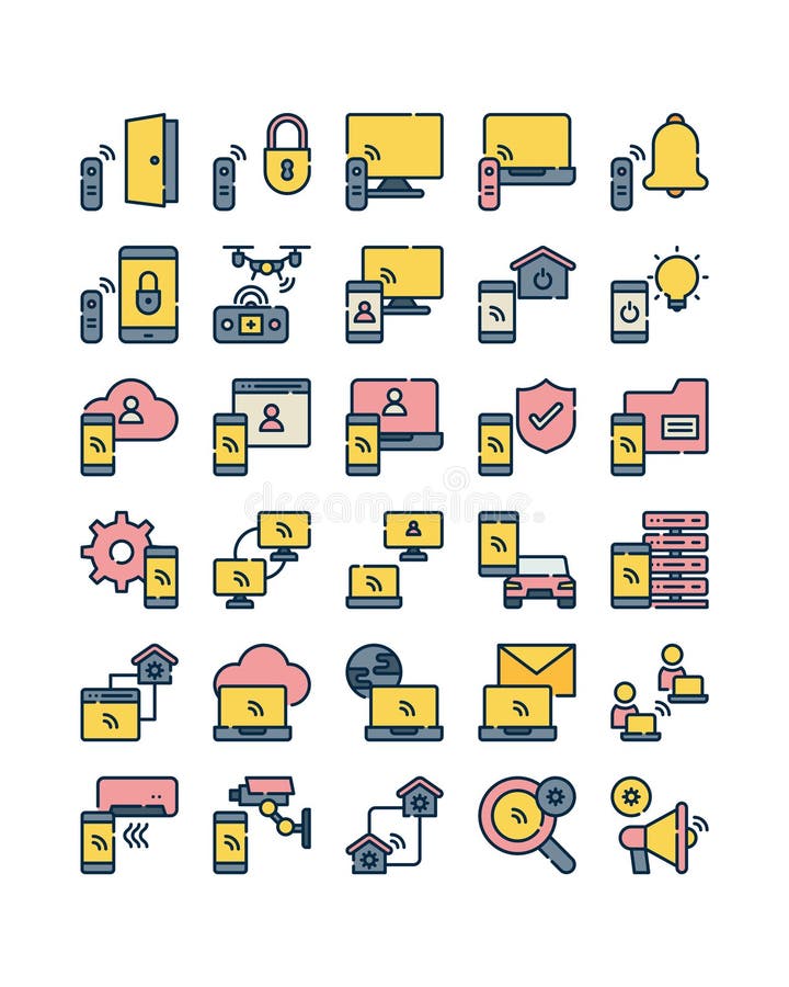 Conjunto De Iconos De Esquema Relleno De Control Remoto Ilustración del Vector - Ilustración de ...