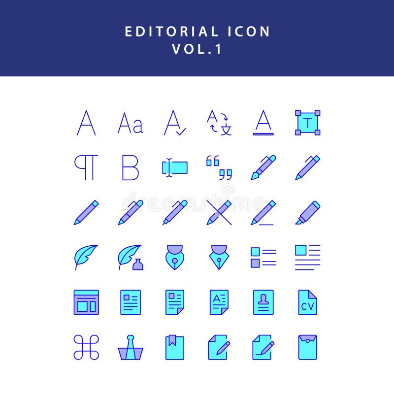 Conjunto De Iconos De Esquema Editorial Vol2 Ilustración del Vector ...