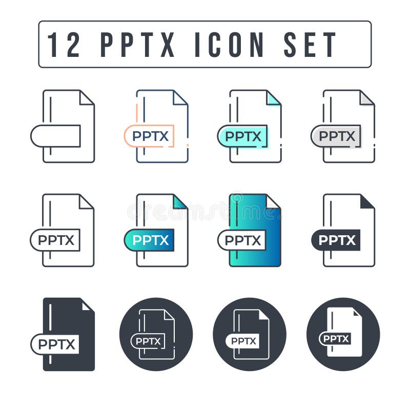 Conjunto De Iconos De Formato De Archivo Pptx 12 Pptx Conjunto De Iconos Ilustración del Vector ...