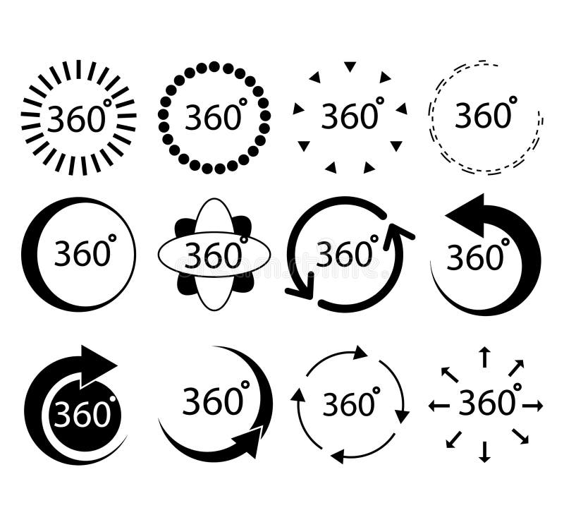 Conjunto De Iconos De 360 Grados. Vector Ilustración del Vector ...