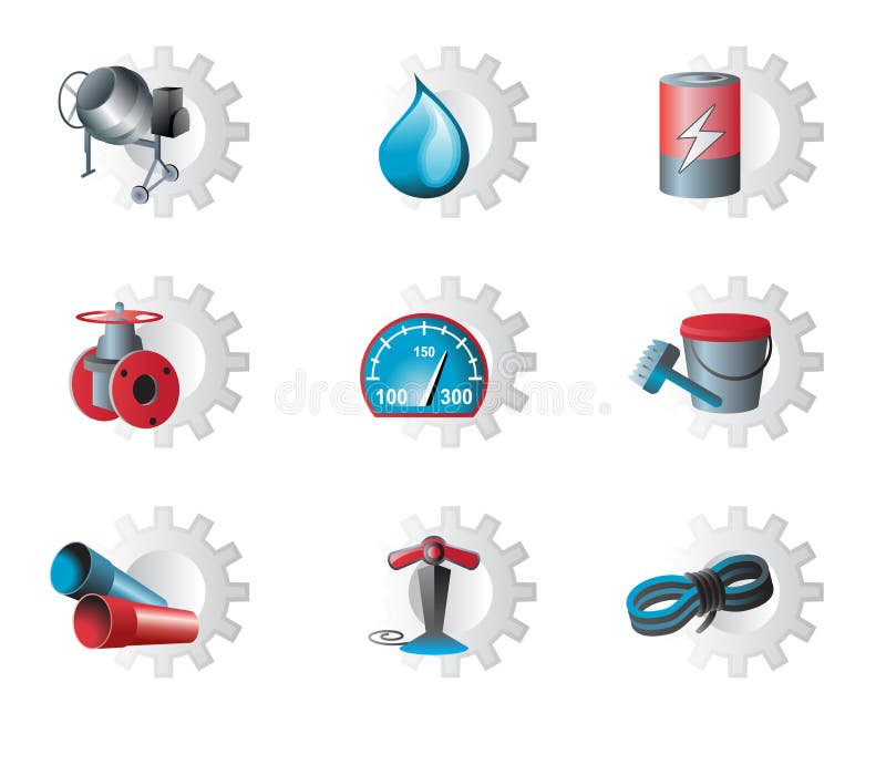 Conjunto De Iconos Industriales Ilustración del Vector - Ilustración de ...