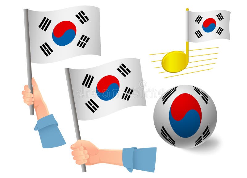 Conjunto De Iconos De La Bandera De Corea Del Sur Stock de ilustración ...