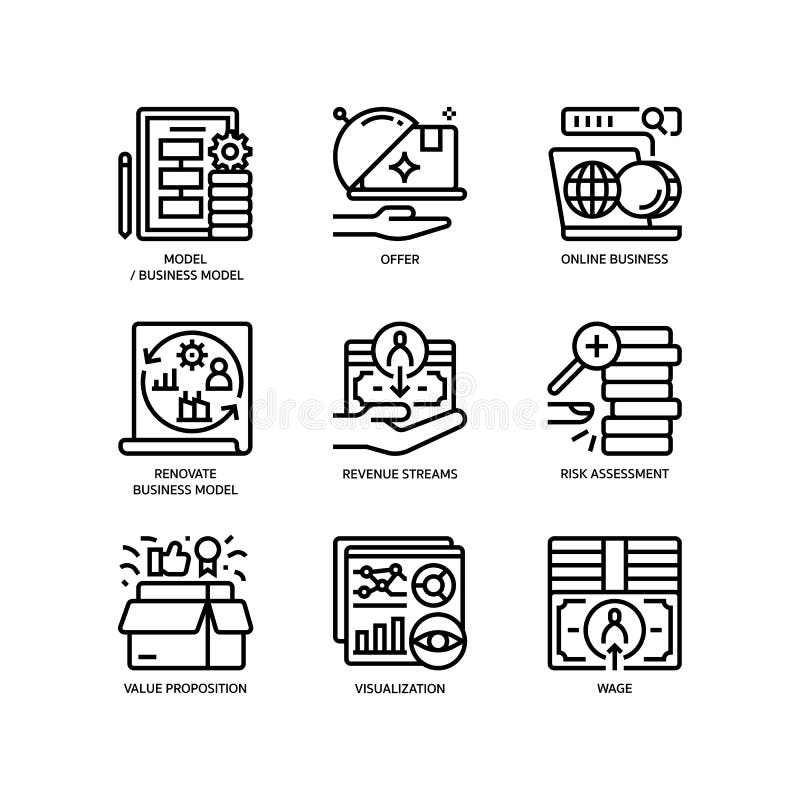 Conjunto De Iconos De Lienzo De Modelo De Negocio Ilustración del ...
