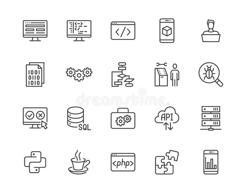 Iconos De Programación Del Concepto Del Lenguaje Ilustración del Vector - Ilustración de ...