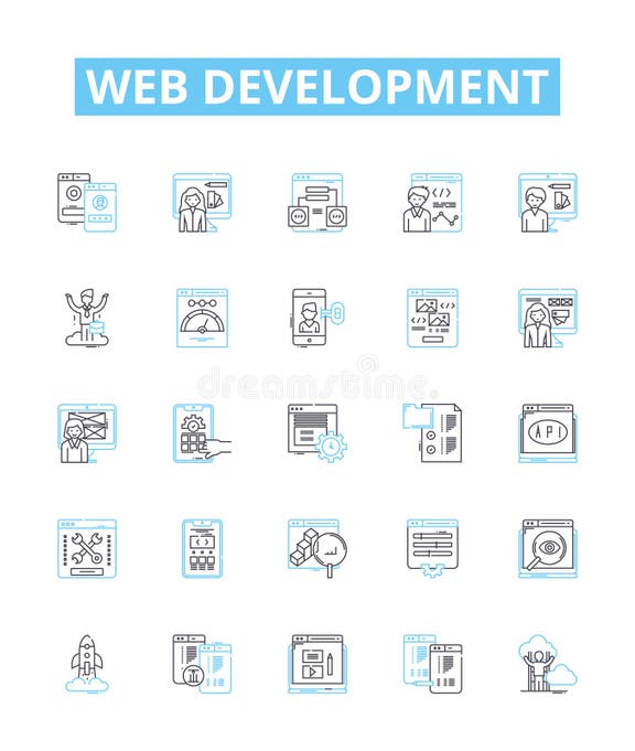 Conjunto De Iconos De Línea Vectorial De Desarrollo Web. Desarrollo Web Html Css Javascript Ajax ...