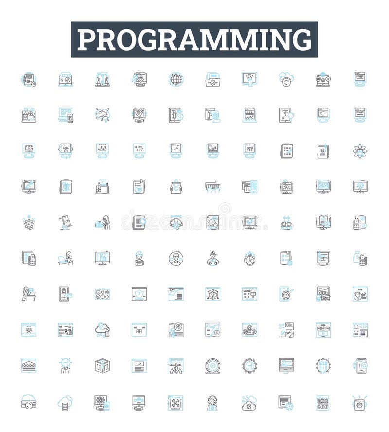 Conjunto De Iconos De Línea Vectorial De Programación. Programación Codificación De Secuencias ...