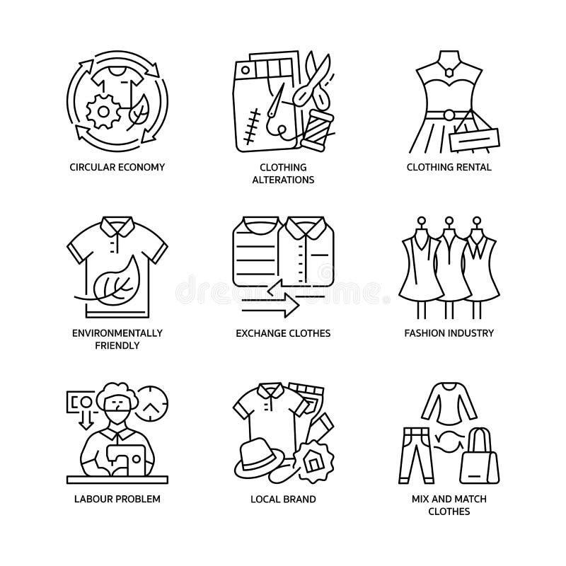 Conjunto De Iconos De Moda Sostenible Ilustración del Vector ...