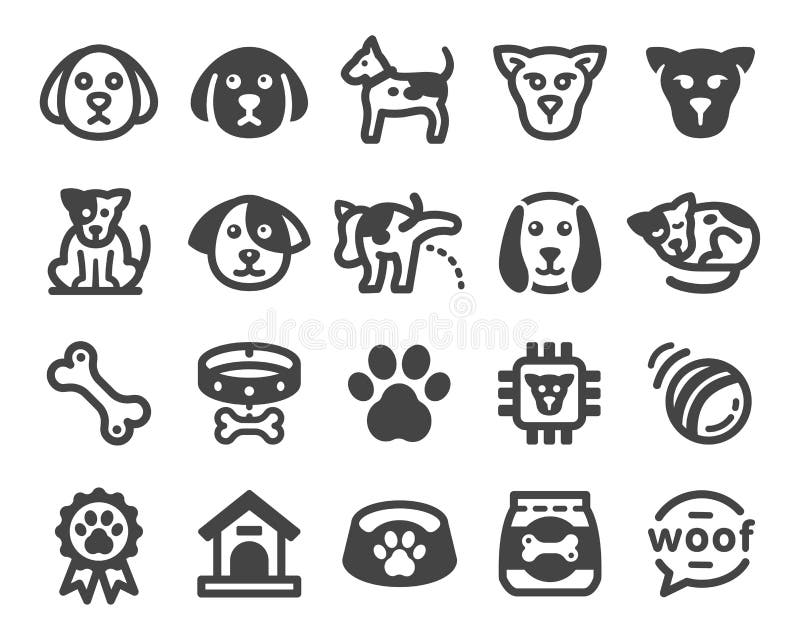 Conjunto De Iconos De Perro Ilustración del Vector - Ilustración de ...