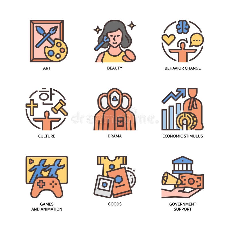 Conjunto De Iconos De Poder Suave Ilustración del Vector - Ilustración ...
