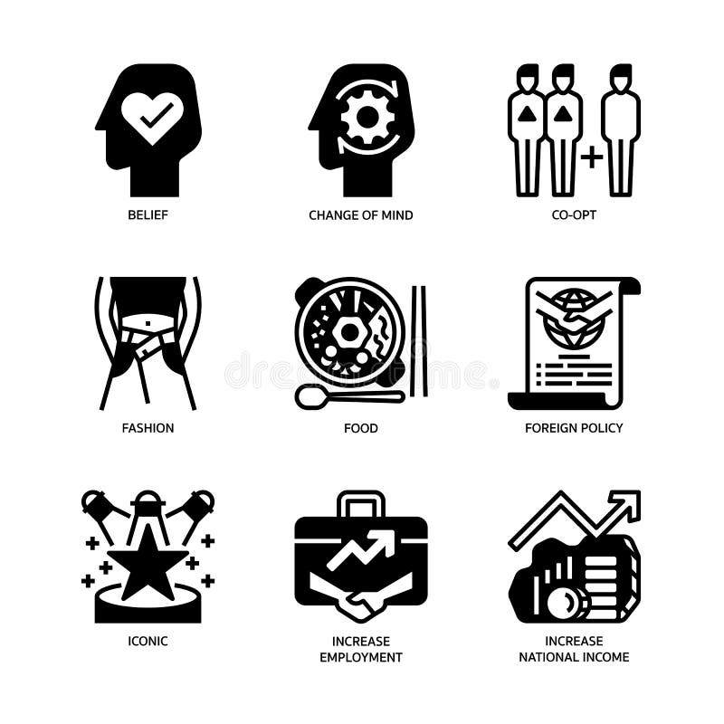 Conjunto De Iconos De Poder Suave Ilustración del Vector - Ilustración ...