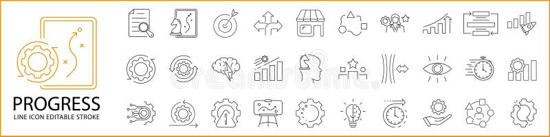 Conjunto De Iconos De Progreso En Estilo De Línea. Ilustración del Vector - Ilustración de ...
