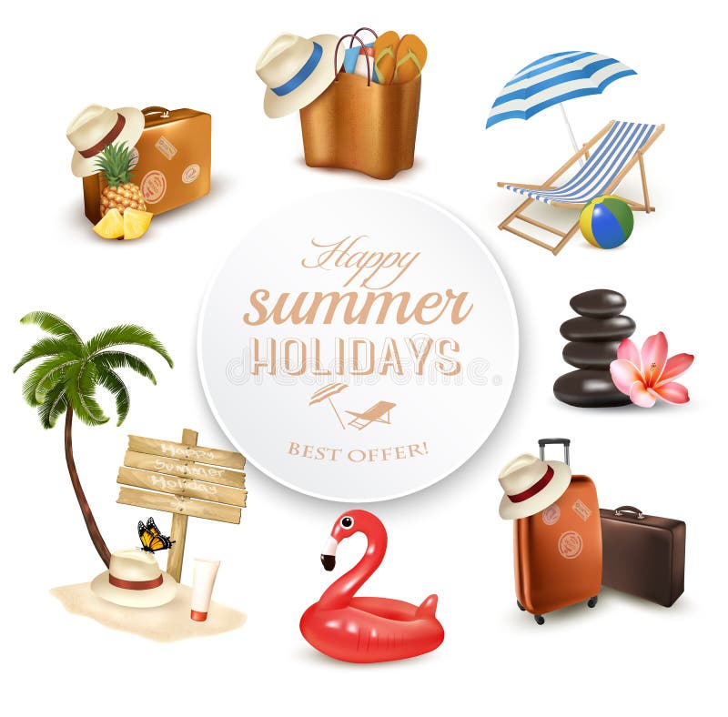 Conjunto De Iconos Relacionados Con Viajes De Vacaciones. Ilustración ... Conjunto De Iconos Relacionados Con Viajes De Vacaciones. Ilustración ...