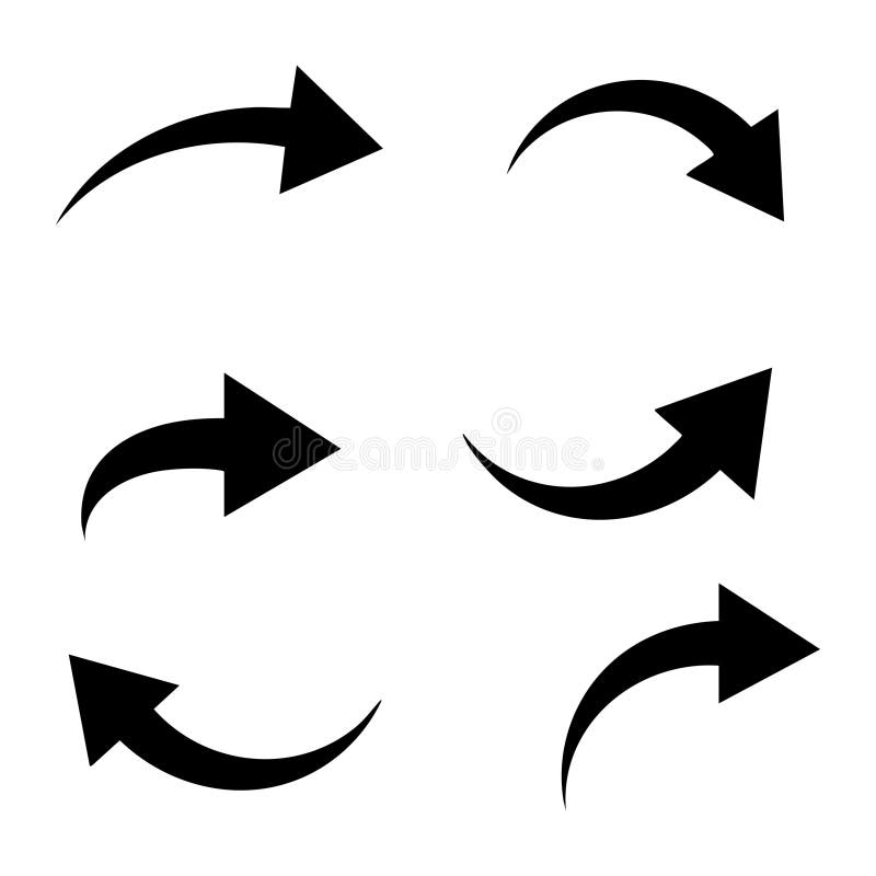 Conjunto De Iconos De Silueta De Flecha Curvada Sobre Fondo Blanco ...