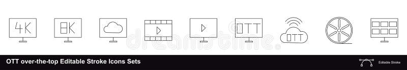Conjunto De Iconos De Trazo Editable De Ott Ilustración del Vector ...