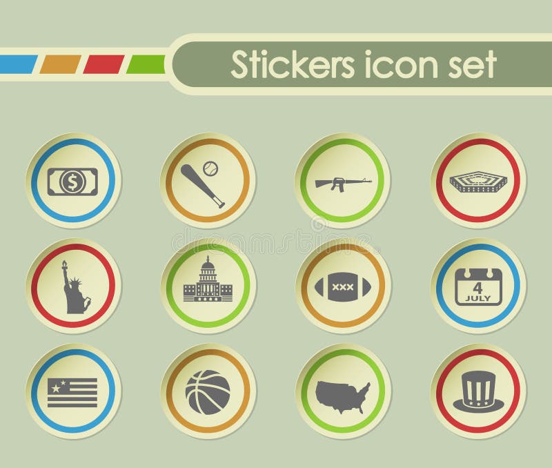 Conjunto de iconos de usa ilustración del vector. Ilustración de rifle ...