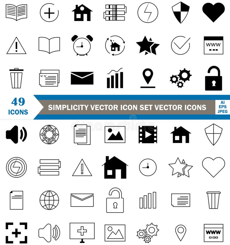 Conjunto De Iconos De Vector De Simplicidad Iconos Vectoriales Conjunto ...