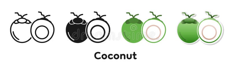 Conjunto De Iconos Vectoriales De Coco. Ilustración del Vector ...