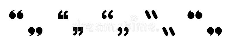 Conjunto De Iconos Vectoriales De Comillas. Marca De Comillas Dobles En ...