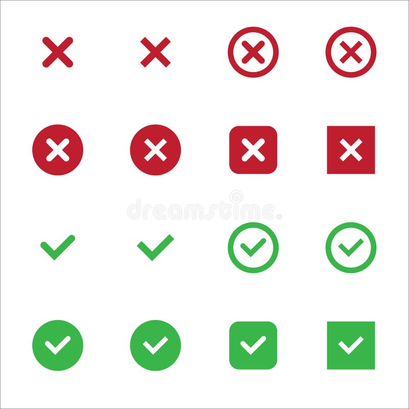 Conjunto De Iconos X Y Cheklist Ilustración del Vector - Ilustración de ...