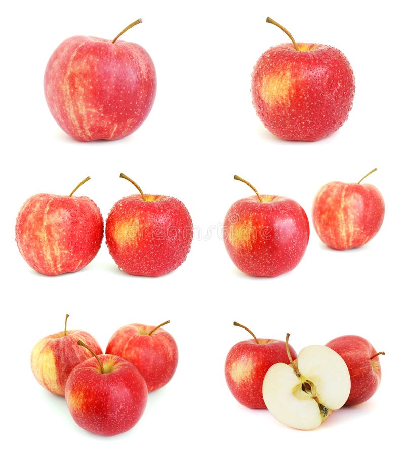 Dos Manzanas Rojas Una Partidas En Dos Foto de archivo - Imagen de ...