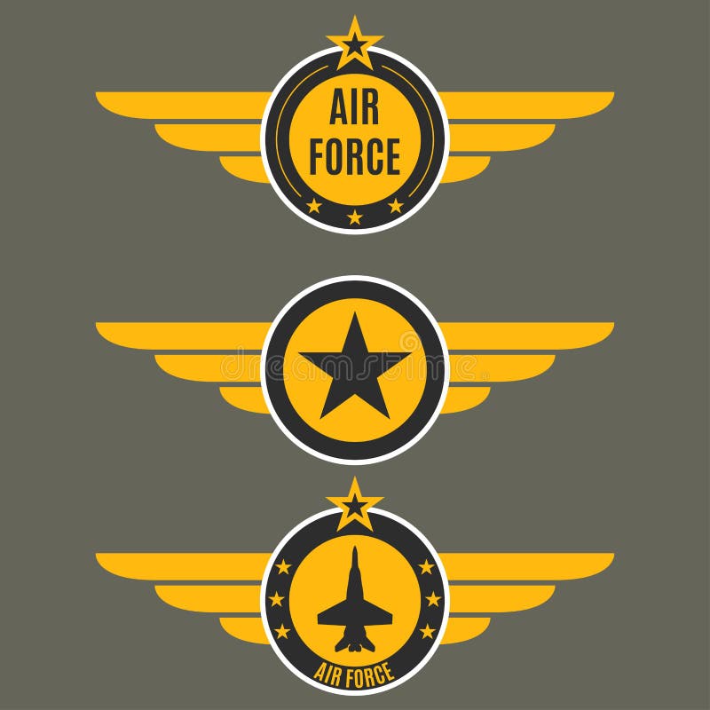 Logotipo De La Fuerza Aérea Con Alas Escudos Y Estrellas Insignias