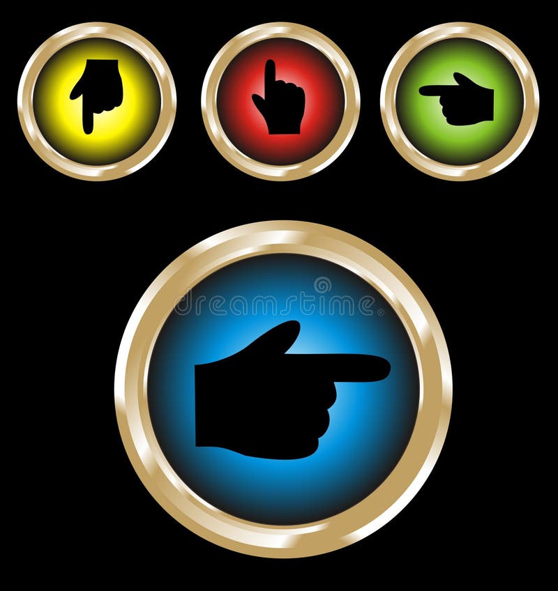 Conjunto De La Mano. Conjunto De 4 Botones Redondos Del Vector ...