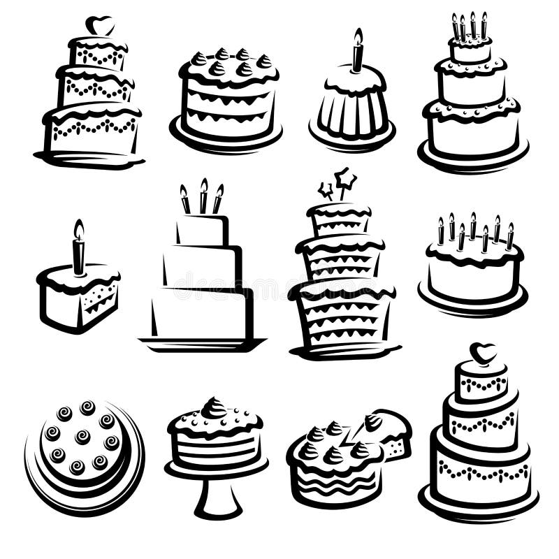 Conjunto De La Torta Elementos Y Colección De Los Iconos Vector ...