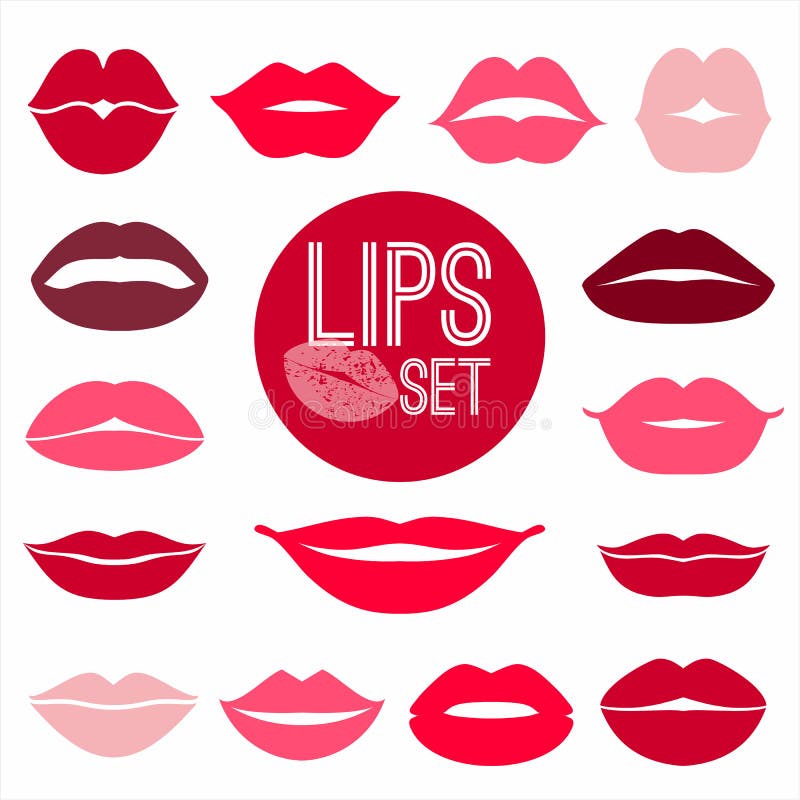 Conjunto De Labios Iconos Planos Ilustración del Vector - Ilustración ...