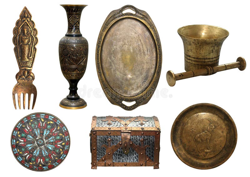Conjunto De Los Items Antiguos De Bronce Foto de archivo - Imagen de ...