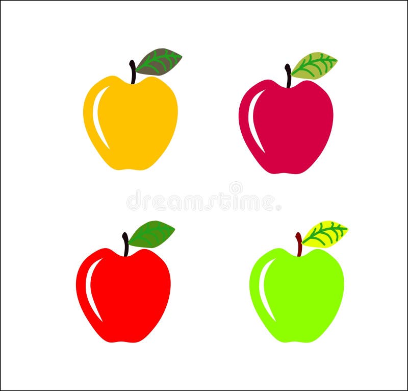 Conjunto De Manzanas Multicolor En Vector. Ilustración del Vector ...