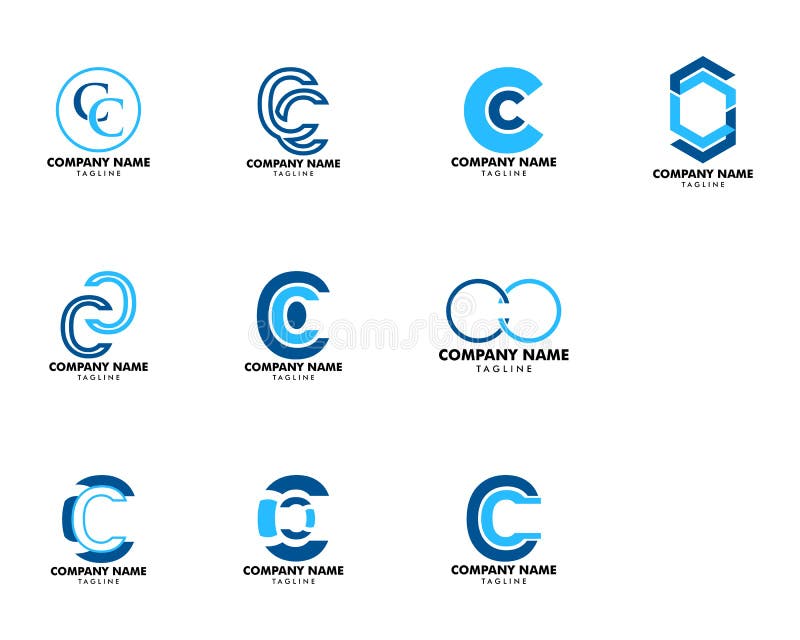 Conjunto De Modelos De Logotipo De Letra Cc Inicial Ilustração do Vetor ...