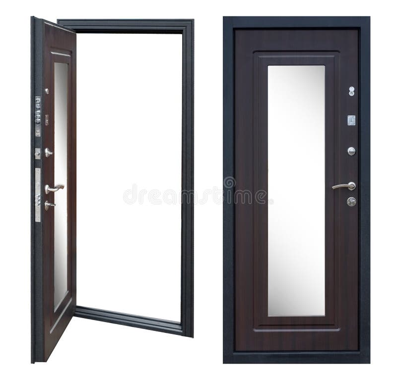 Conjunto De Modelos De Puertas Metálicas De Entrada Aisladas Sobre