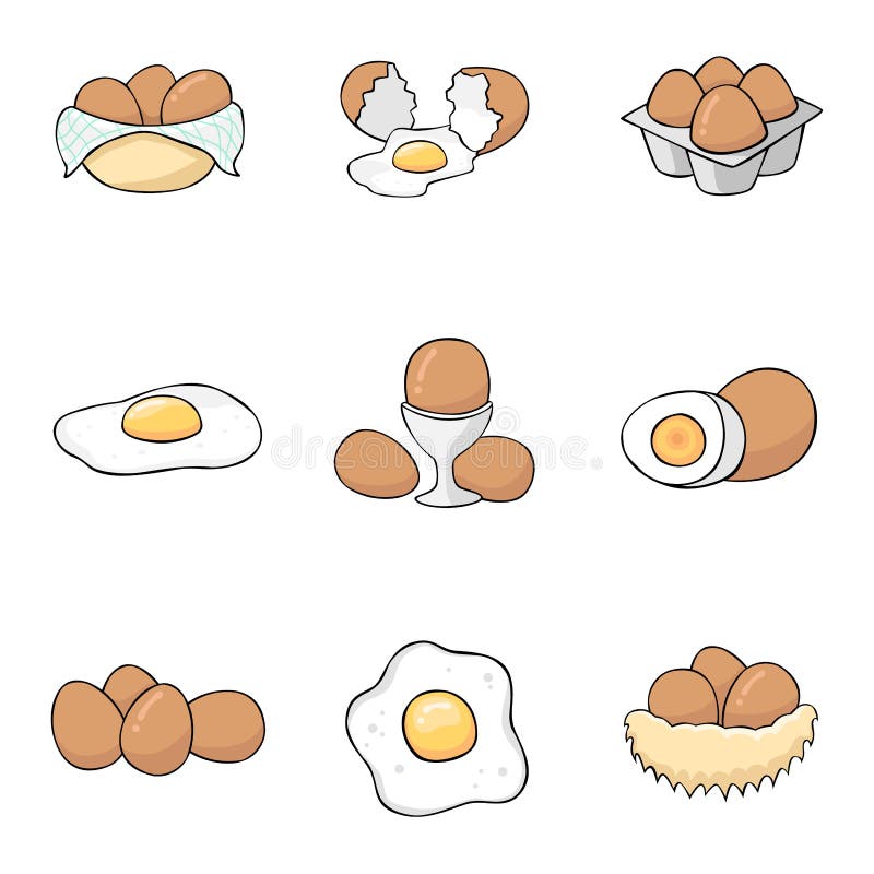Conjunto De Ovos No Vetor Do Estilo De Desenho Ilustração do Vetor ...