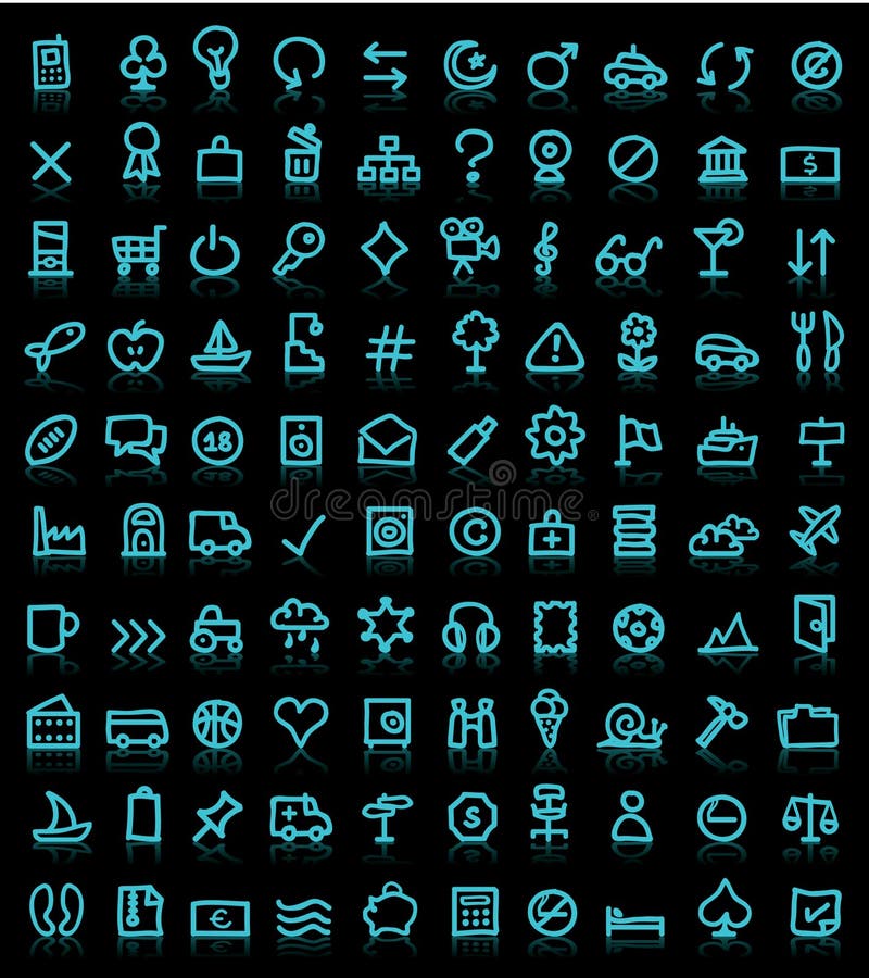 Conjunto de pictogramas ilustración del vector. Ilustración de aislado ...