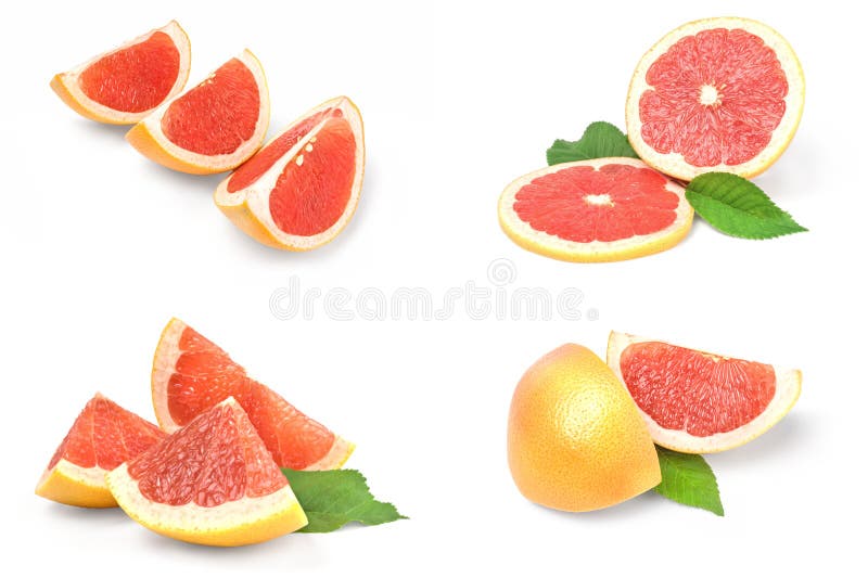Conjunto De Pomelo Aislado Sobre Un Corte Blanco Foto de archivo ...